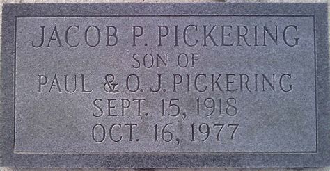 Jacob Paul Pickering 1918 1977 Find A Grave Memorial