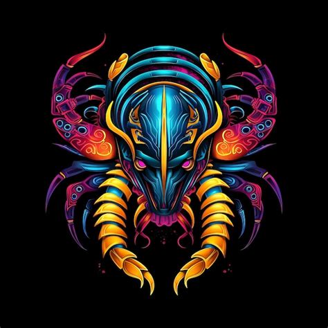 Premium Ai Image Hip Colorful Scorpion Head Design