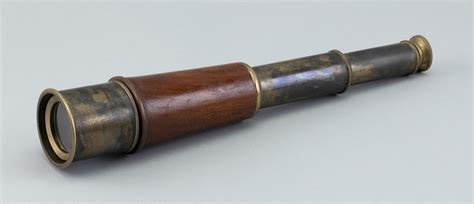 Lot Brass And Mahogany Spyglass England 19th Century Length 1825