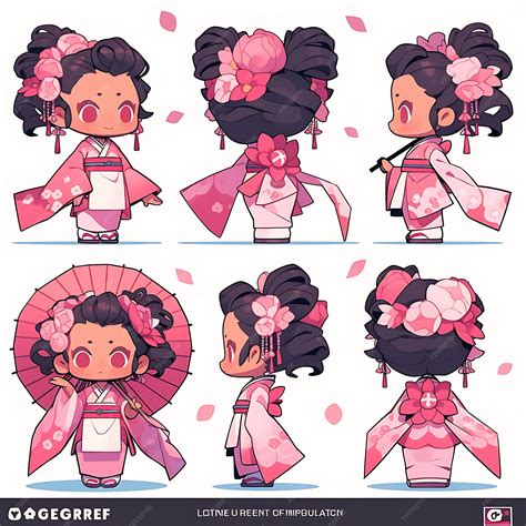 Premium Photo Character Anime Of Female Chibi Kawaii Techno Geisha
