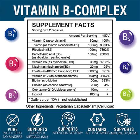 Vitamin B Complex Capsules B1 B2 B3 B5 B6 B7 B9 B12 Folic Acid And Biotin