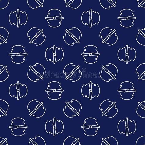 Drone Blade For Rc Quadcopter Vector Propeller Blue Outline Seamless Pattern Stock Illustration
