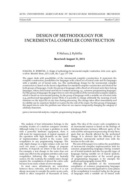 Pdf Design Of Methodology For Incremental Compiler Construction