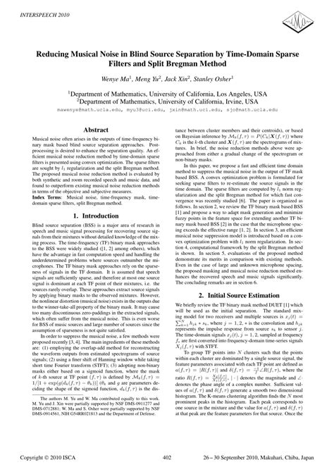 Pdf Reducing Musical Noise In Blind Source Separation By Time Domain