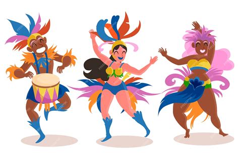 Free Vector Flat Brazilian Carnival Characters Illustration