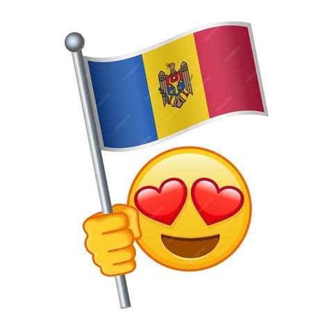 Premium Vector Emoji With Moldova Flag Large Size Of Yellow Emoji Smile