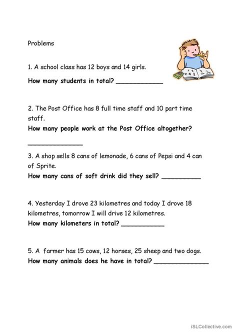 Simple Math Problems Worksheets