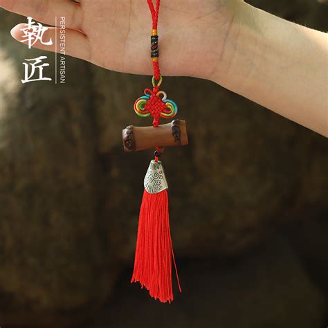 竹鞭中国结流苏包挂件吊坠挂绳流苏穗子竹包挂饰钥匙挂件手工编织虎窝淘