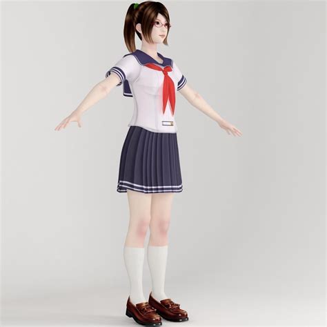 T Pose Rigged Model Of Natsumi With Various Outfit 3d Model Rigged Cgtrader