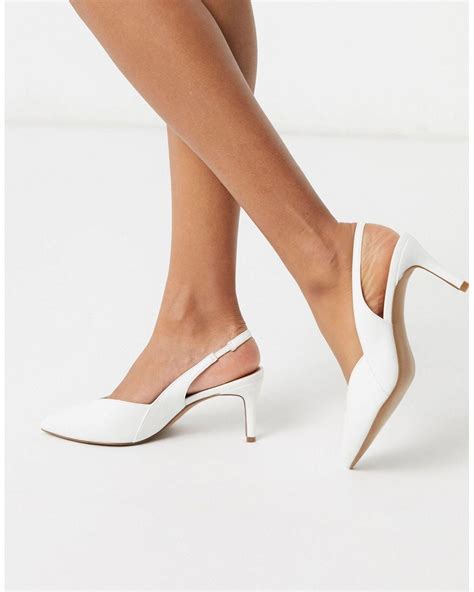 Asos Sofia Slingback Kitten Heels In White Lyst