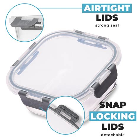 Square Stackable Glass Containers 3 Pack