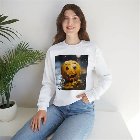 Dripping Smiley Face Crewneck Sweatshirt Etsy