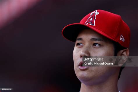 Shohei Ohtani Of The Los Angeles Angels Looks On In The Dugout Prior News Photo Getty Images