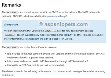 smtpclient is obsolete other options to send email