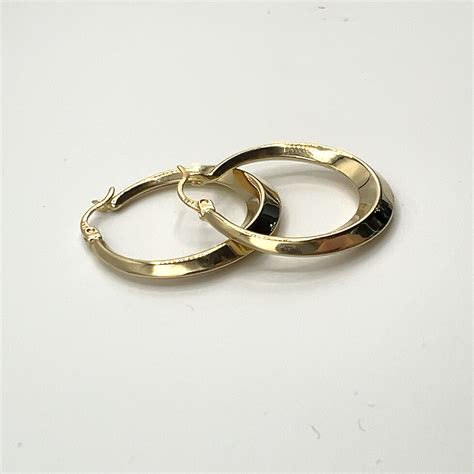 14k Yellow Gold Hoop Earrings Etsy
