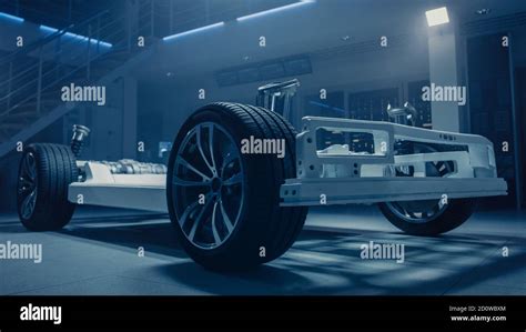 Concept Of Authentic Electric Car Platform Chassis Prototype Standing