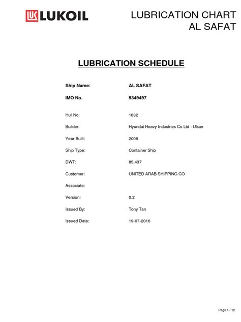 Lub Oil Chart Pdf Vehicle Parts Vehicle Technology