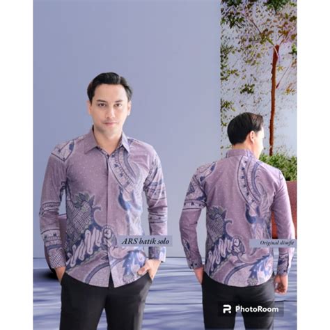 Jual Batik Ungu Taro Atau Mouve Kemeja Batik Pria Slimfit Baju Batik Cowok Kekinian Batik Pria