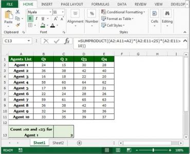 Count The Number Of Values Between A Lower And Upper Limit In Microsoft Excel