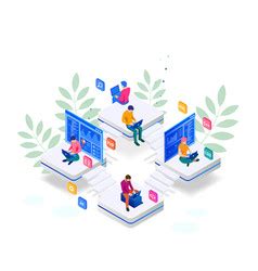 Isometric Programmer Coding New Project Sitting On