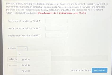Solved Stocks A B And C Have Expected Returns Of 25 Per