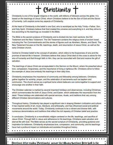 Major World Religions Reading Passages With Questions Bundle Tpt