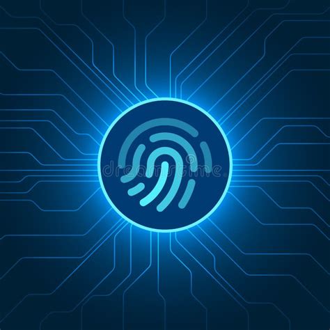 Fingerprint On Circuit Technology Background Stock Vector