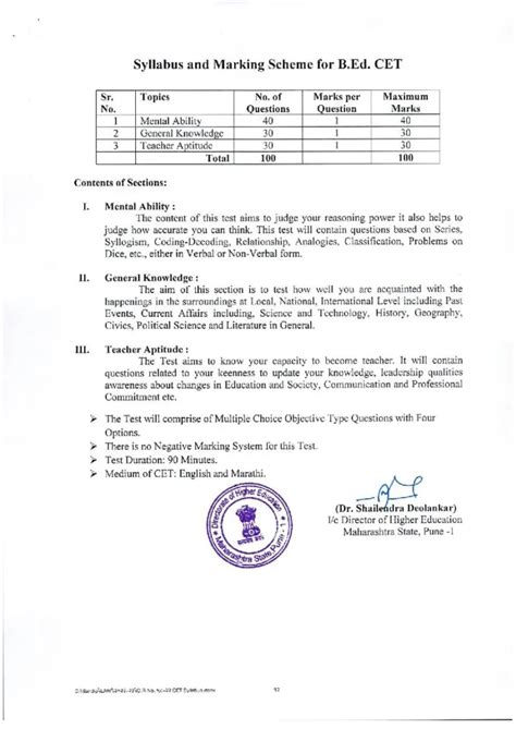 Mah B Ed Cet Syllabus 2026 Download Pdf Indcareer