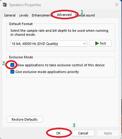 Turning Off Exclusive Control Of Audio Devices Documentation