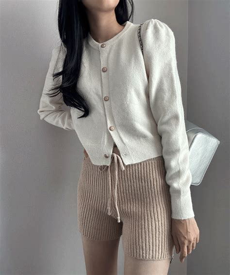 아베회 4컬러 숏 니트 반바지 밴딩 허리끈 골지 바이커 팬츠 3부바지 데일리 에이블리