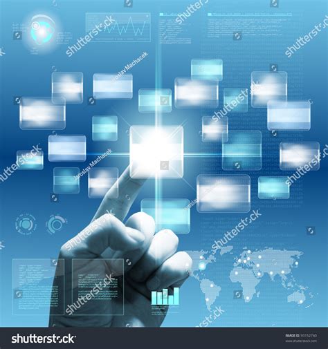 Future Touchscreen Interface Hand Combination Photo Stock Illustration