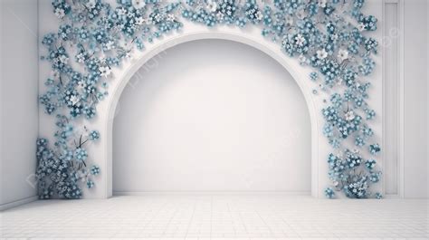 3d 렌더링에서 흰색 아치 벽에 현대적인 디자인 개념 파란색 꽃 조경 설계 정원 정원 디자인 배경 일러스트 및 사진 무료 다운로드 Pngtree