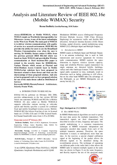 pdf performance improvement of wimax ieee 802 16e in presence of