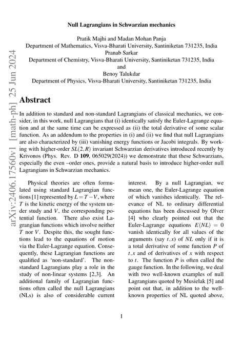 PDF Null Lagrangians In Schwarzian Mechanics
