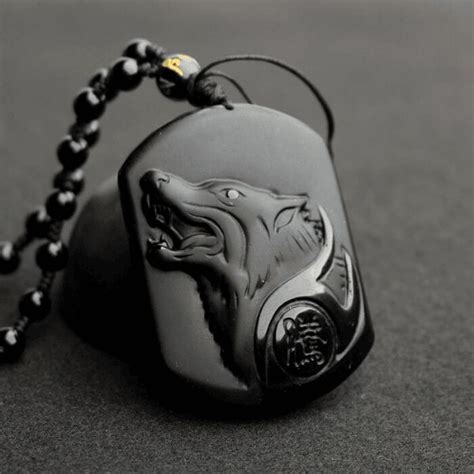 Black Obsidian Wolf Necklace Black Obsidian Necklace Wolf Necklace
