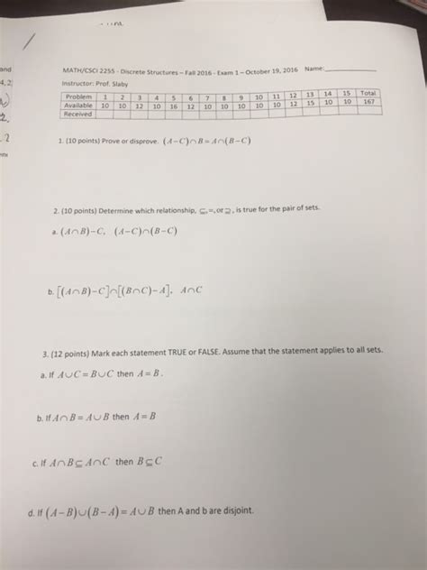 Solved Prove Or Disprove A C B A B C Determine Chegg Com