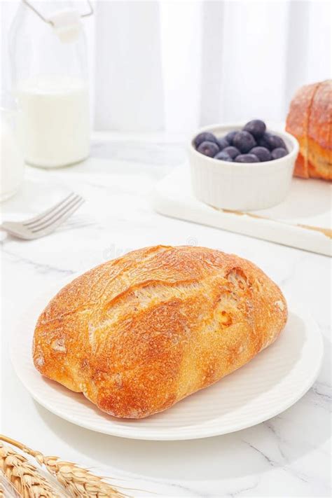 Ciabatta Bread Indoor Closeup White Background Photographic Shot