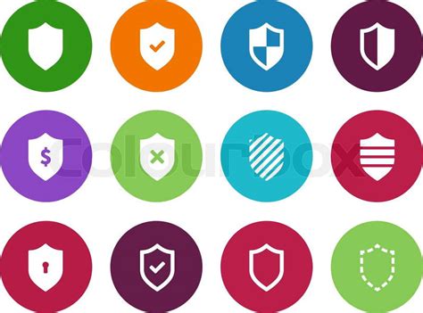 Shield Circle Icons On White Background Vector Illustration Colourbox