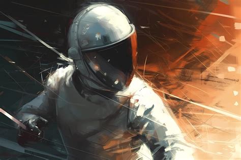 Premium Photo A Fencer Executing A Swift Strike Digital Art Illustration