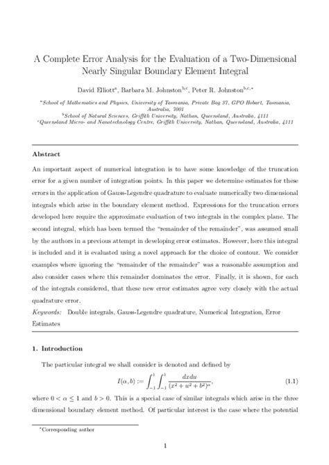 Pdf A Complete Error Analysis For The Evaluation Of A Two Dimensional