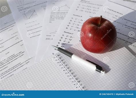Handwriting Of Mathematics Quadratic Equation On Examination Practice Quiz Or Test In Maths