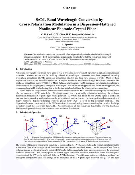 Pdf Scl Band Wavelength Conversion By Cross Polarization Modulation In A Dispersion