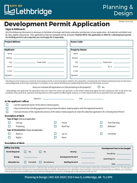 Fillable Online Development Permit Application Signs Fax Email Print