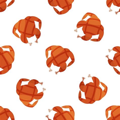 Premium Vector Whole Chicken Bbq Grill Fry Background Pattern