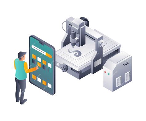 Premium Vector Controlling Cnc Laser Machines With A Smartphone