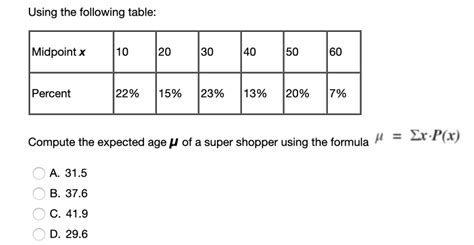 Solved Using the following table: Midpoint x 30 40 50 10 20 | Chegg.com
