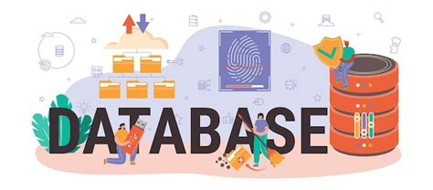 premium vector database typographic header manager working at data