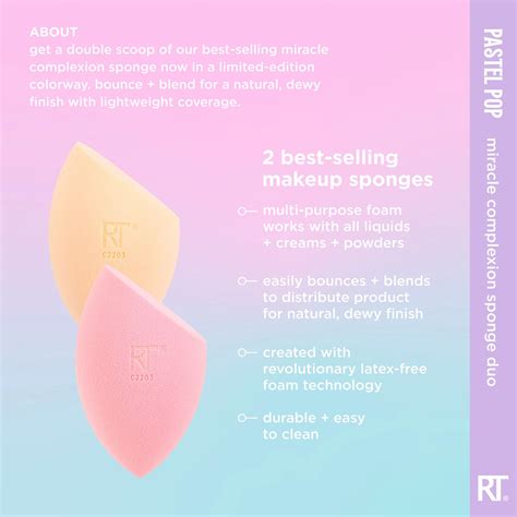 Real Techniques Pastel Pop Miracle Complexion Makeup Sponge Duo Makeup