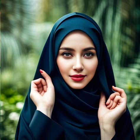 Premium Photo A Woman With A Black Hijab On Her Head