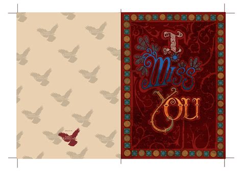 Printable I Miss You Greetings Card Hand Lettered Downloadable 5x7